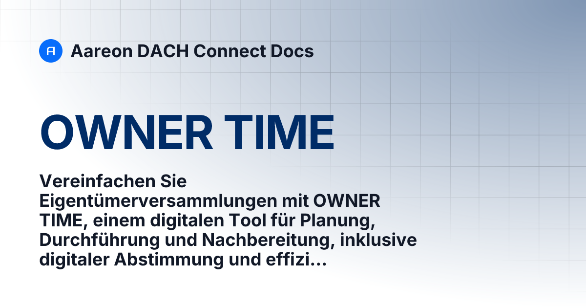 OWNER TIME | Aareon DACH Connect Docs